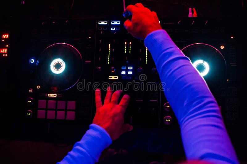 DJ Mixer Box and Party Crowd Stock Image - Image of sound, dancing ...