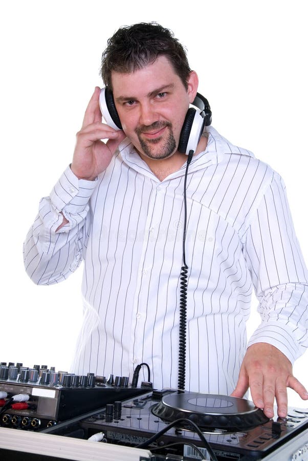 DJ portrait on white. stock image. Image of beat, person - 7537977