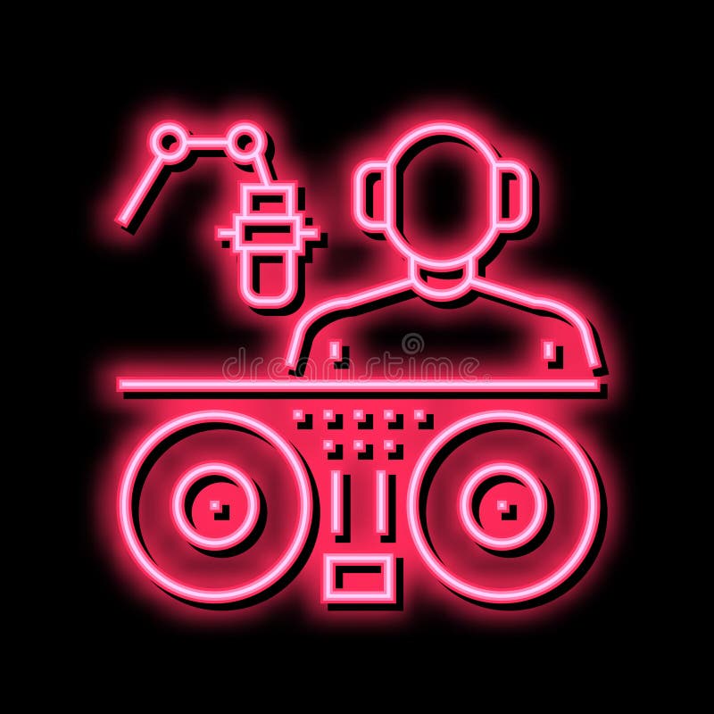 Dj and Radio Host Neon Glow Icon Illustration Stock Vector ...