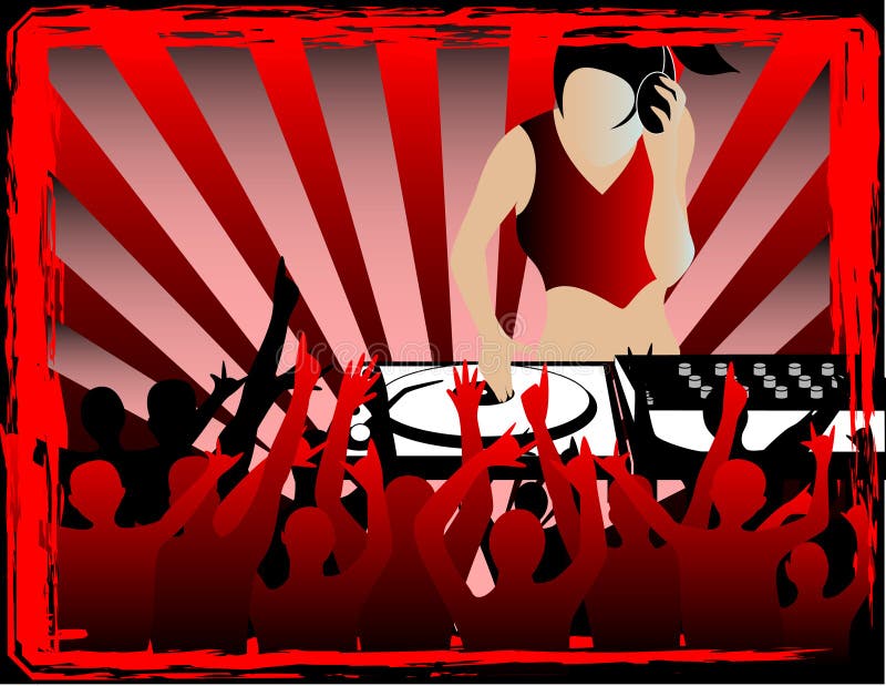 Dj in red stock illustration. Illustration of people, lines - 7305998