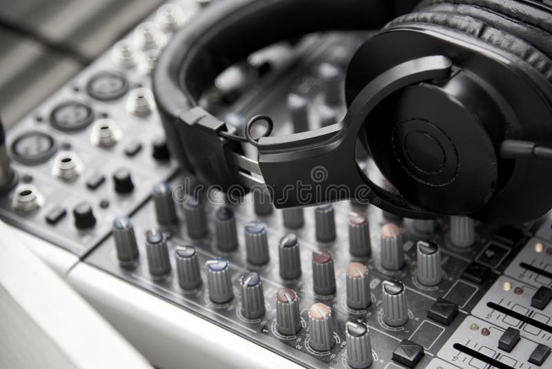 DJ Remote Control, Headphones, Close-up, in Gray Tones Stock Photo ...