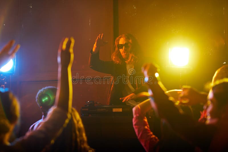 DJ rocking the crowd stock image. Image of disc, hardcore - 27927883