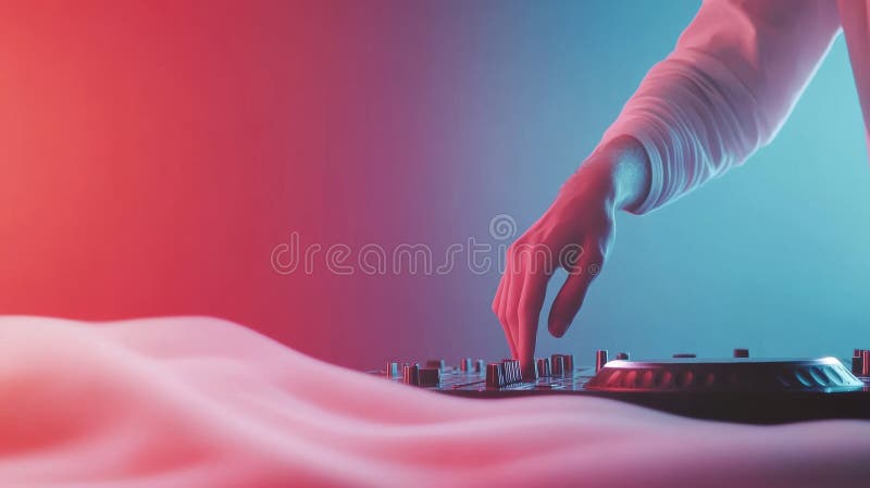 DJ Mixing Beats in Vibrant Neon Lighting, AI Stock Image - Image of ...