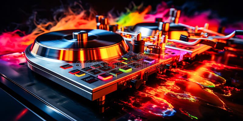 Dj& X27;s Turntable Sitting on Top of Table. Generative AI Stock ...