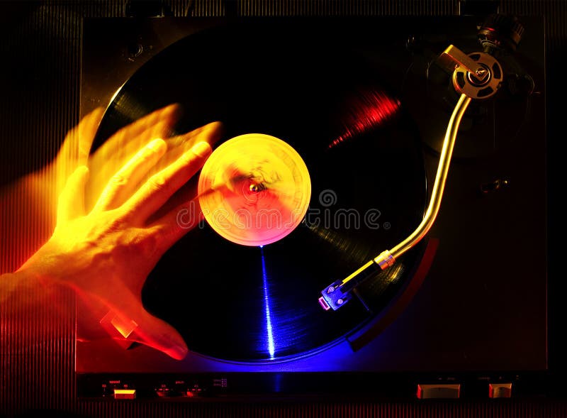 DJ scratching a vinyl disc stock photo. Image of discotheque - 2190512