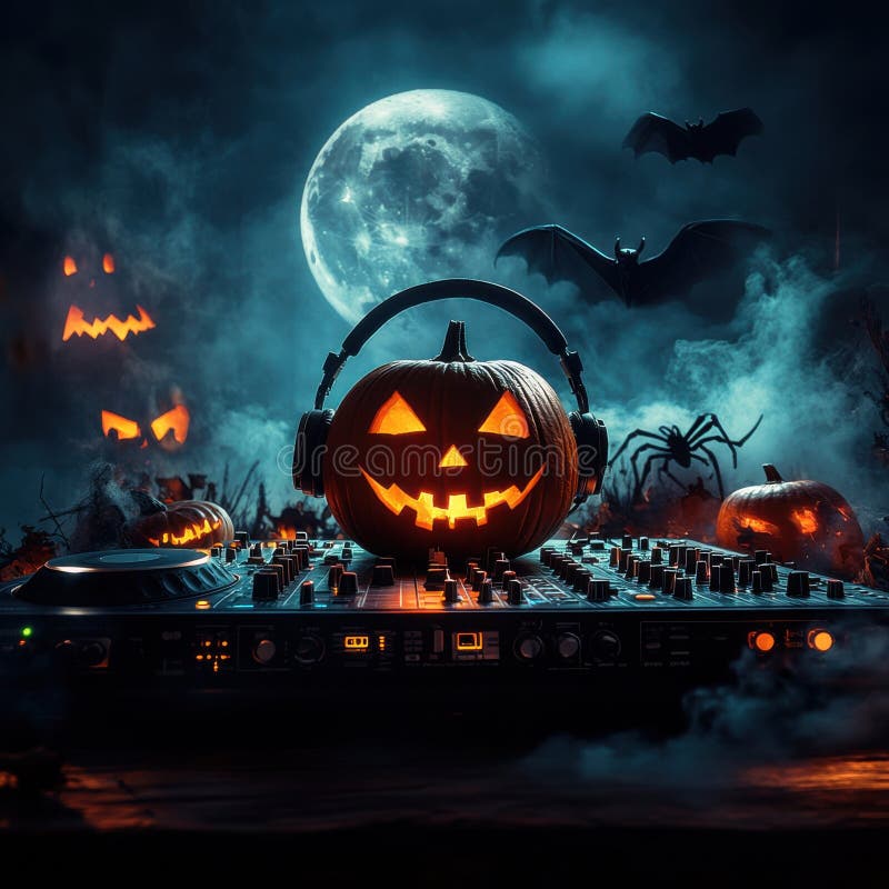Dj Set Pumpkin Moon Background Stock Photos - Free & Royalty-Free Stock ...