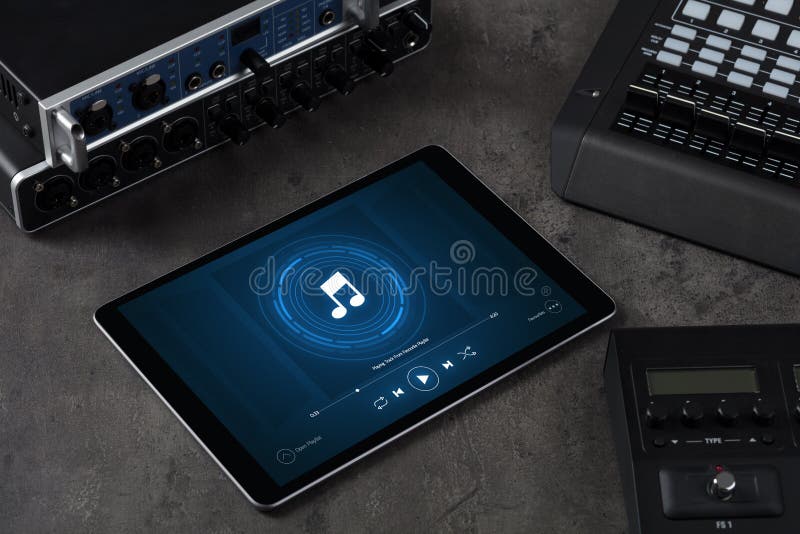 DJ Set, Tablet and Electronic Music Instruments Stock Photo - Image of ...