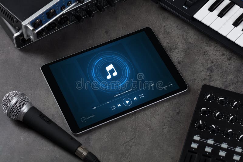 DJ Set, Tablet and Electronic Music Instruments Stock Image - Image of ...