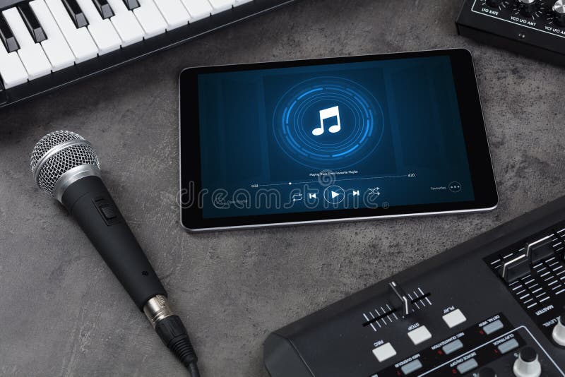 DJ Set, Tablet and Electronic Music Instruments Stock Image - Image of ...