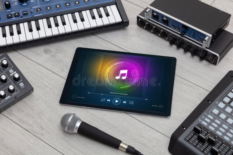 DJ Set, Tablet and Electronic Music Instruments Stock Image - Image of ...