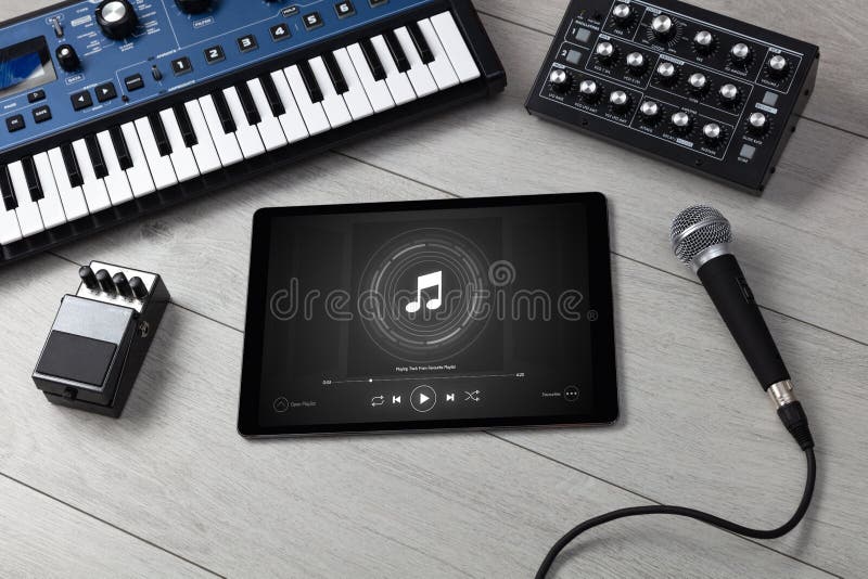 DJ Set, Tablet and Electronic Music Instruments Stock Photo - Image of ...