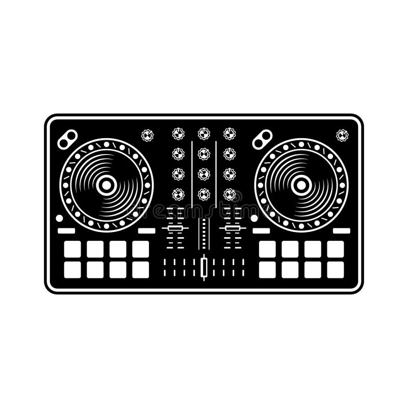 DJ Setup Mixer Controller Vector Illustration in Black Style Isolated ...
