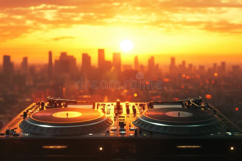 DJ Setup at Sunset stock photo. Image of nightlife, electronic - 362651212