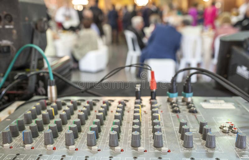 DJ Soundboard at Work White the Guests are Dinning Stock Image - Image ...