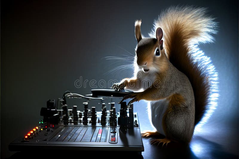 DJ Squirrel at the Remote Control at the Party. AI Generated. Stock ...