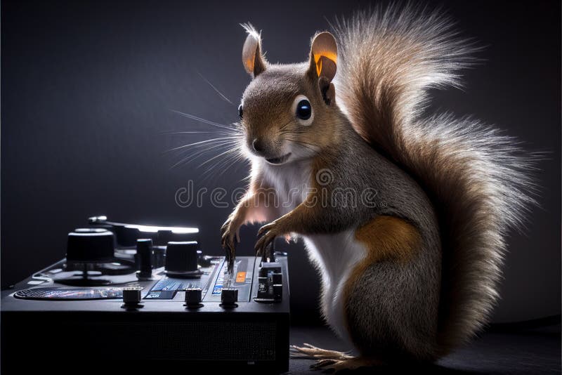 DJ Squirrel at the Remote Control at the Party. AI Generated. Stock ...