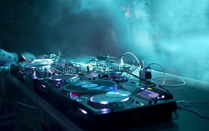 Dj stand at a party stock photo. Image of disc, club - 112913048