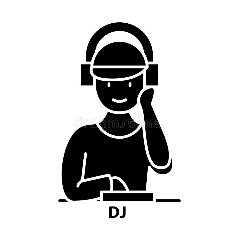 Dj Symbol Icon, Black Vector Sign with Editable Strokes, Concept ...