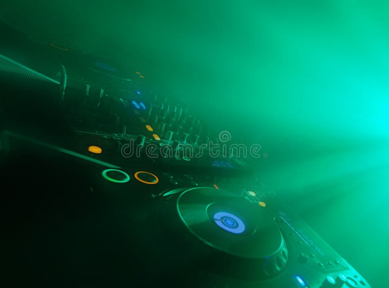 DJ table at a concert stock image. Image of dance, controls - 7497133