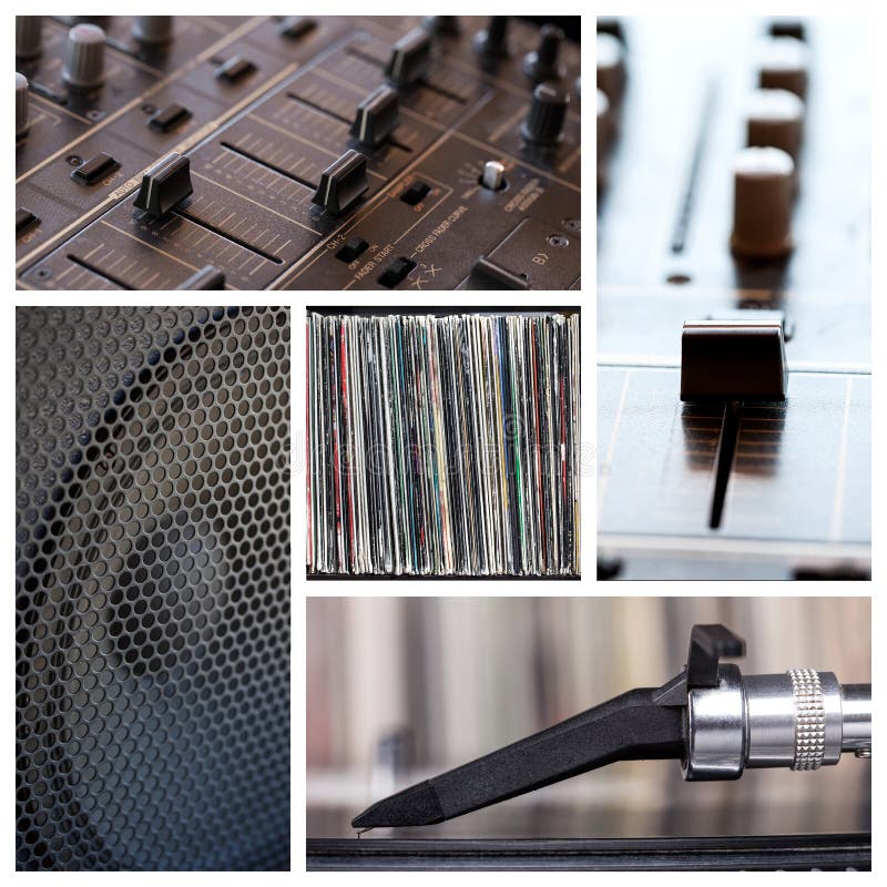 Dj tools collage stock photo. Image of button, needle - 190342362