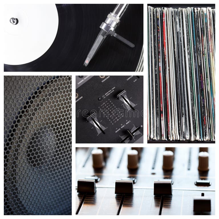 Dj tools collage stock image. Image of disc, channel - 49359577