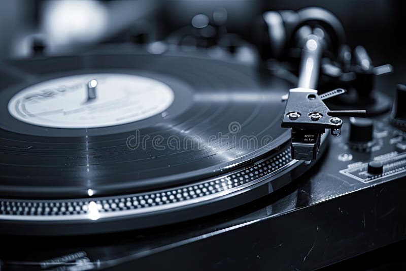 DJ Turntable Vinyl Record on Desk Stock Illustration - Illustration of ...