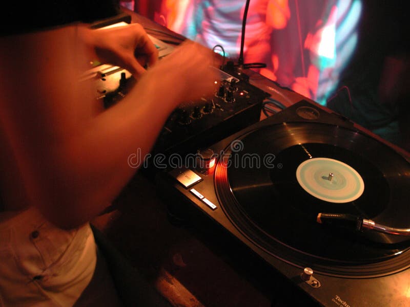 Dj at turntables stock image. Image of night, session, robotics - 45021