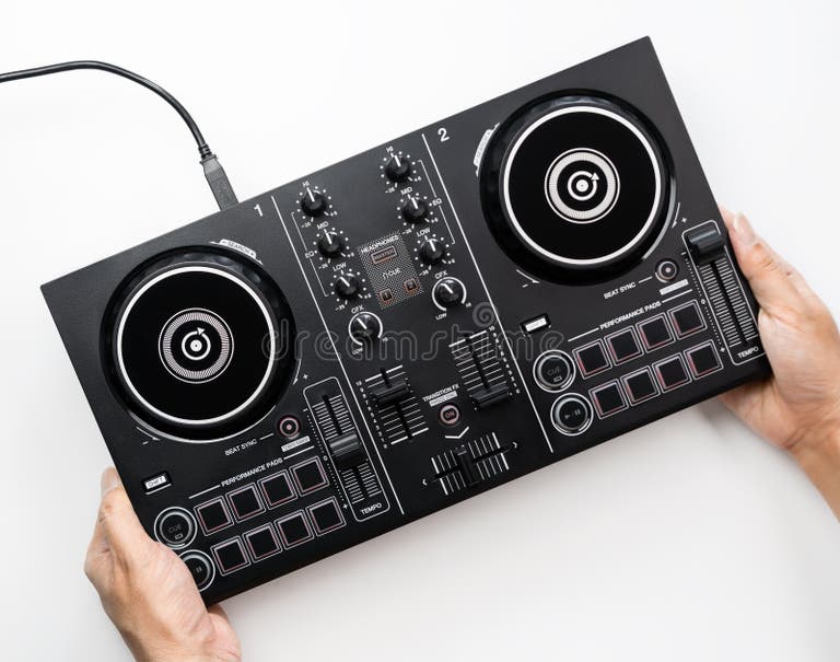 DJ Using the Digital DJ Deck Controller for Computer and Tablet, Top ...