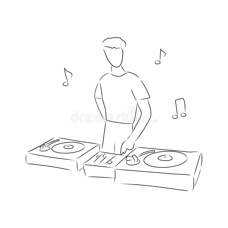 DJ, Vector. Hand Drawn Sketch Stock Vector - Illustration of object ...