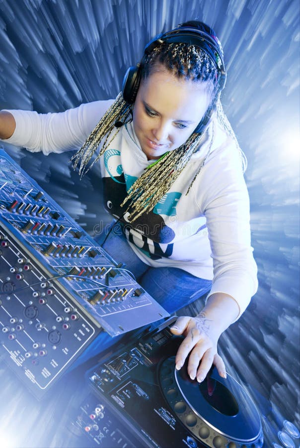 Dj Woman Playing Music By Mikser Stock Image - Image: 17247859