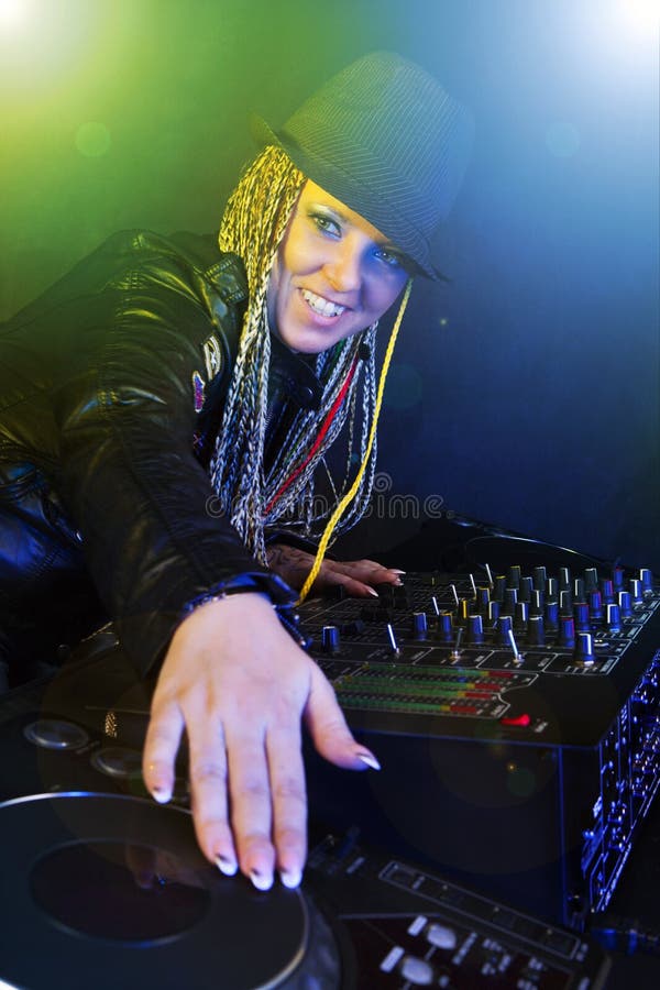 Dj Woman Playing Music by Mikser Stock Image - Image of mixing ...