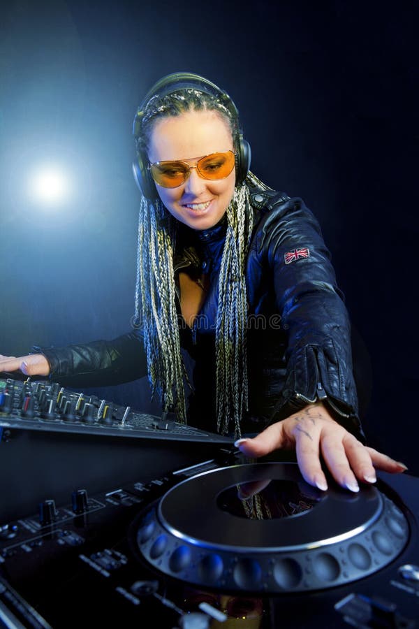 Dj Woman Playing Music by Mixer Stock Photo - Image of female, cute ...