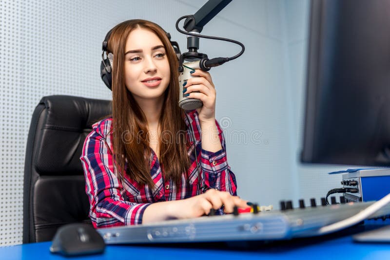 Dj working on the radio stock image. Image of person - 71292909