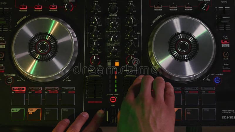 DJ Works on Equipment Top View Stock Image - Image of disco, dance ...