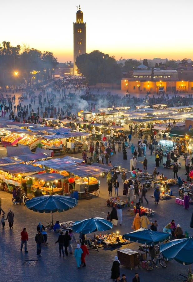 Djemaa El-Fna Square at Night 2 Editorial Stock Photo - Image of dinner ...