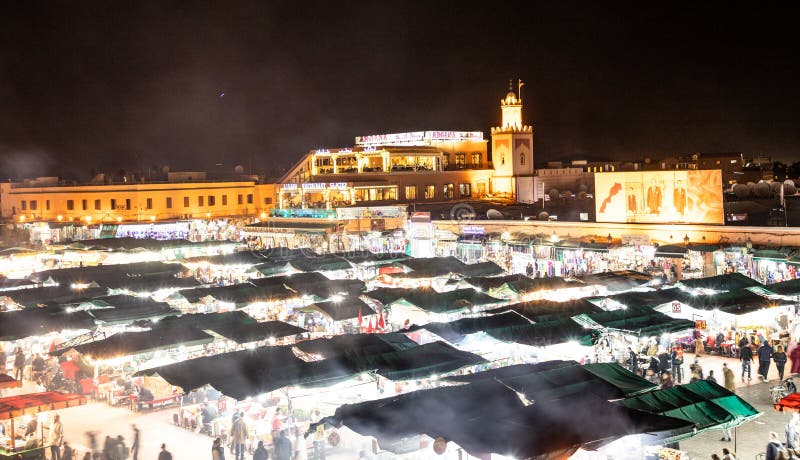 Djemaa El Fna Square by Night, Marrakech Editorial Image - Image of ...