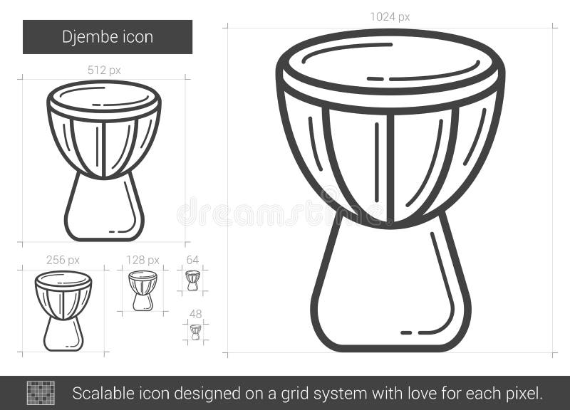 Djembe line icon. stock vector. Illustration of pattern - 112584370
