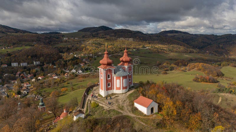 Aerial Photo of Historic Kalvaria in Banska Stiavnica, Slovakia ...