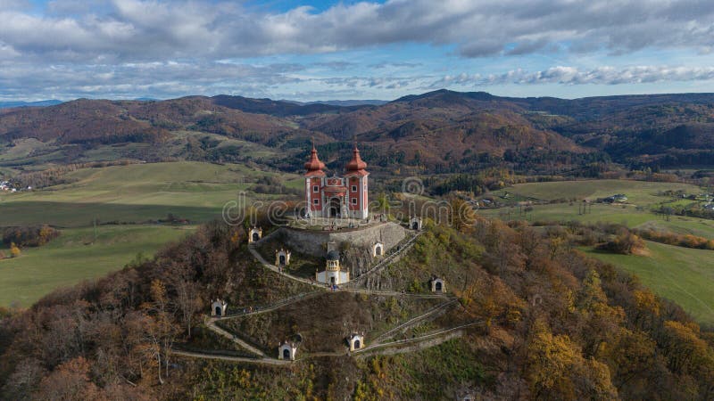 Aerial Drone Photo of Historic Kalvaria in Banska Stiavnica, Slovakia ...