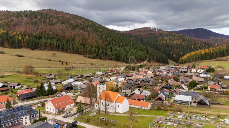 Drone View Historic Village Cicmany Slovakia Stock Photos - Free ...