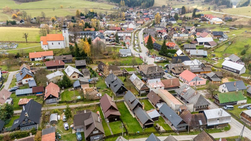 Aerial Drone View of Cicmany Village in Slovakia Editorial Image ...
