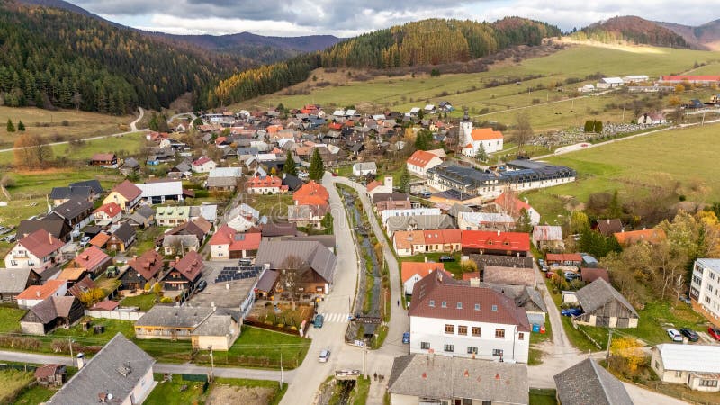 Aerial Drone View of Cicmany Village in Slovakia Editorial Stock Image ...