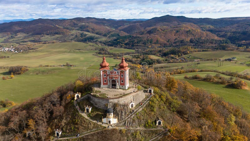 Aerial Photo of Historic Kalvaria in Banska Stiavnica, Slovakia ...