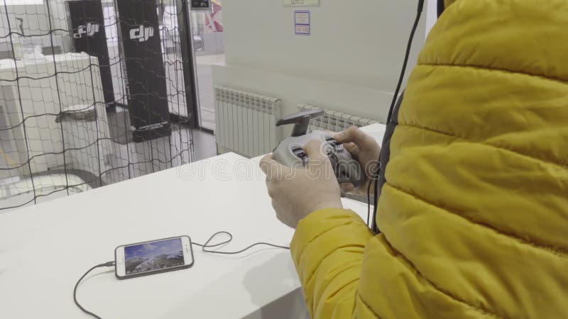 DJI Remote Control Panel and Hands on Controls for Drone. Stock Footage ...