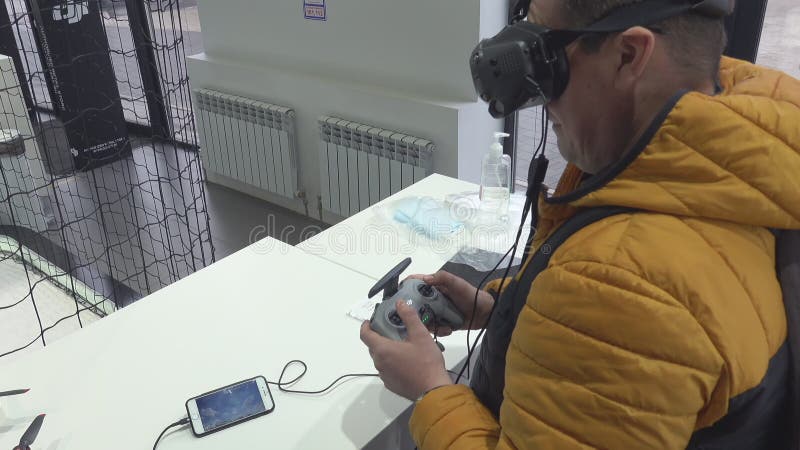 DJI Remote Control Panel and Hands on Controls for Drone. Stock Video ...