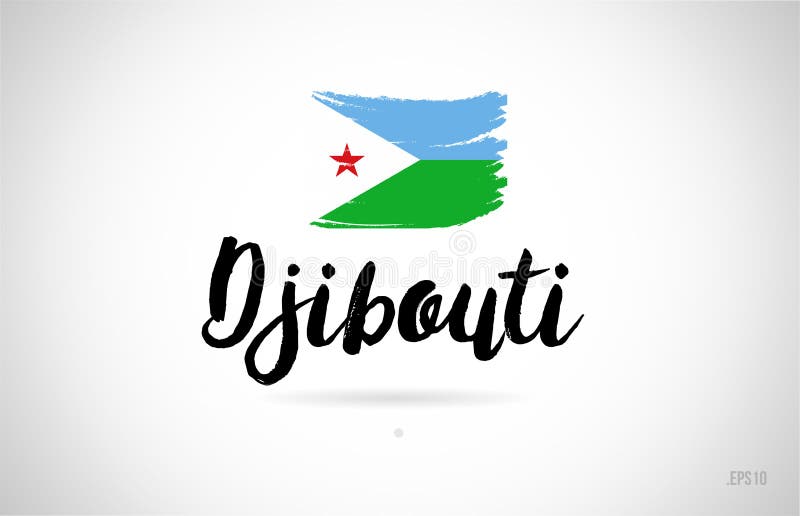 Djibouti Country Flag Inside Map Contour Design Icon Logo Stock Vector