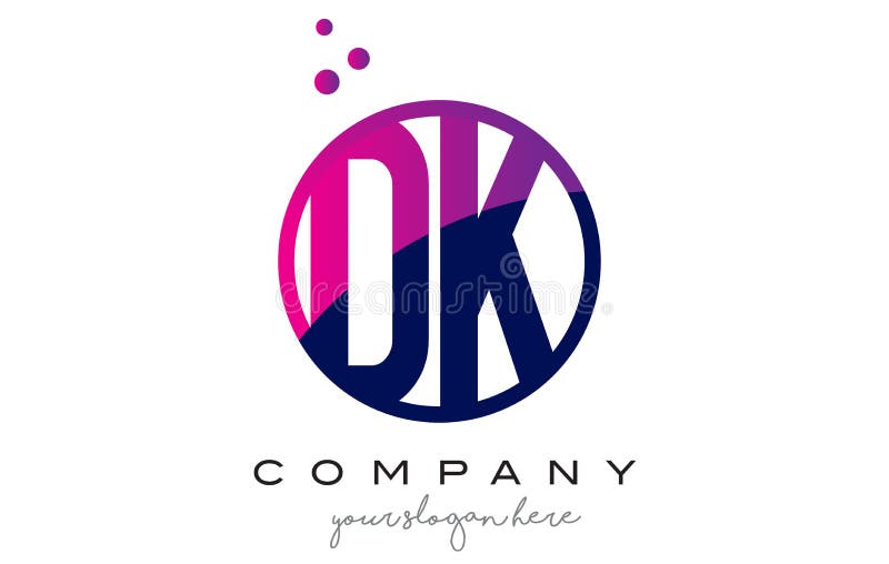 DK D K Circle Letter Logo Design with Purple Dots Bubbles Stock Vector ...