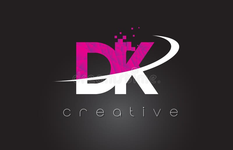 DK D K Creative Letters Design with White Pink Colors Stock Vector ...