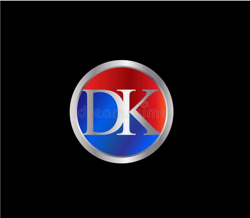 DK Initial Circle Shape Red Blue Silver Color Later Logo Design Stock ...