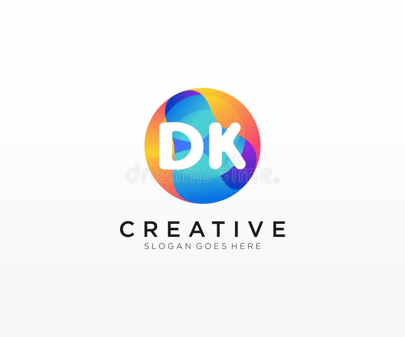 DK Initial Logo with Colorful Circle Template Vector Stock Vector ...